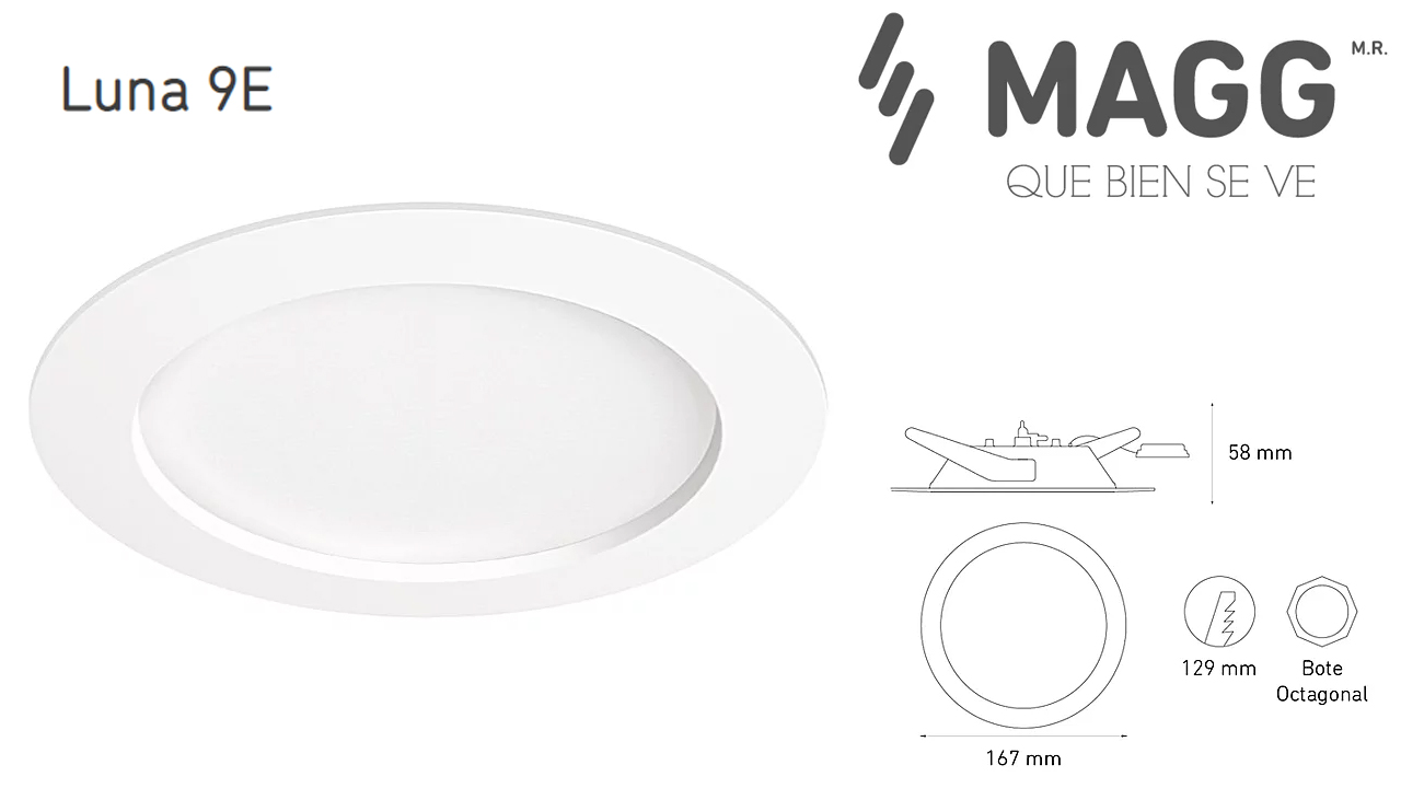 Insumo » Spot empotrable plafón MAGG Luna 9E 9W aro blanco