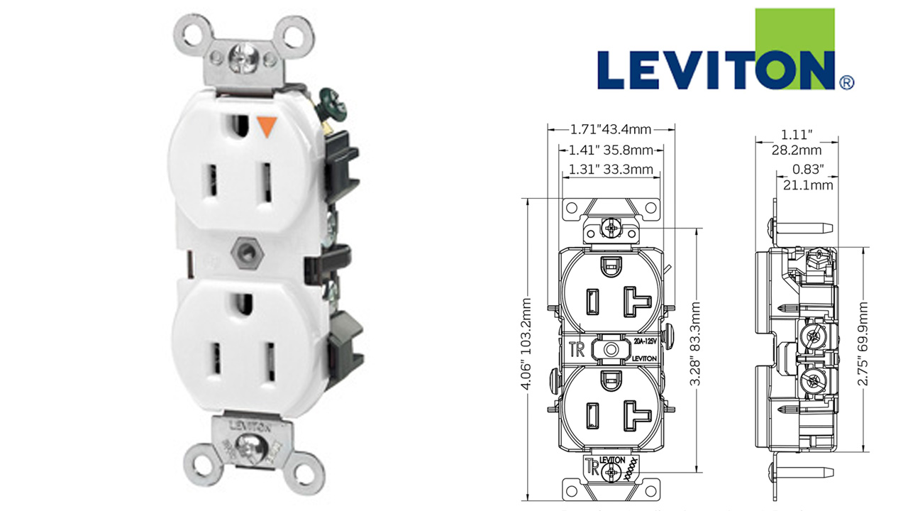 Insumo » Contacto duplex polarizado Leviton 5262-IG blanco con conexión ...
